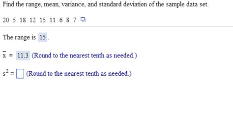 Solved Find The Range Mean Variance And Standard Chegg Com