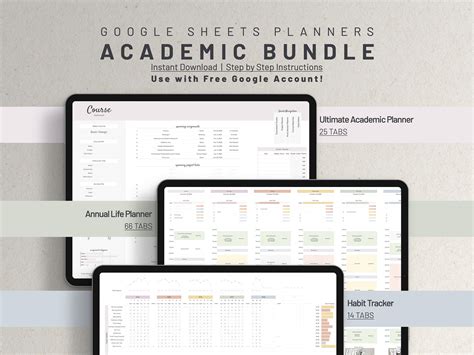 Academic Bundle Google Sheets Planners Ultimate Academic Planner Annual Life Planner Habit