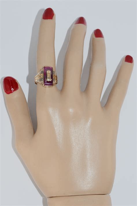 Vintage 1941 10k Yellow Gold Herff Jones Red Stone Class Ring Size 8 Ebay