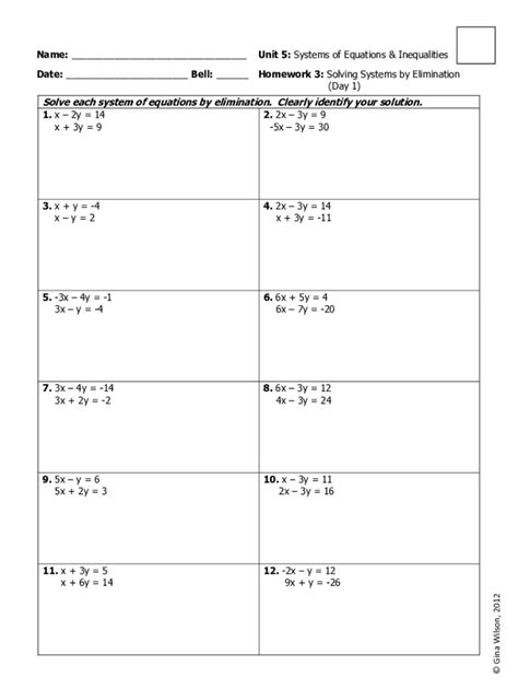 fillable online solve each system of equations by elimination clearly