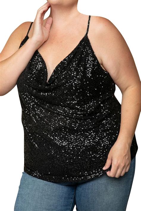 Designer Plus Size Sequin Tops Sequin Camisole Top Kyle X Shahida Designer Plus Size Sequin Tops Sequin Camisole Top Kyle X Shahida