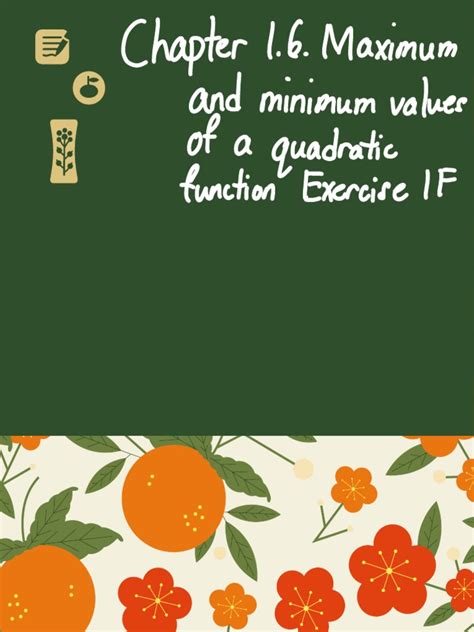 Chapter 1 6 Maximum And Minimum Values Of A Quadratic Function