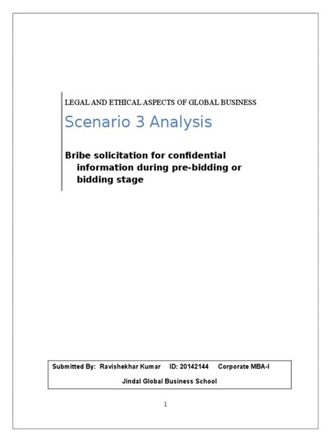 Scenario 3 Analysis Pdf Bribery Procurement