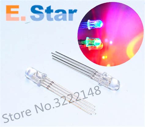 100pcs 5mm 4pins Rgb Led Common Anode Cathode Tri Grandado