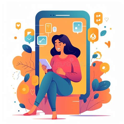 Generative Ai Woman Texting With A Stock Illustration Illustration