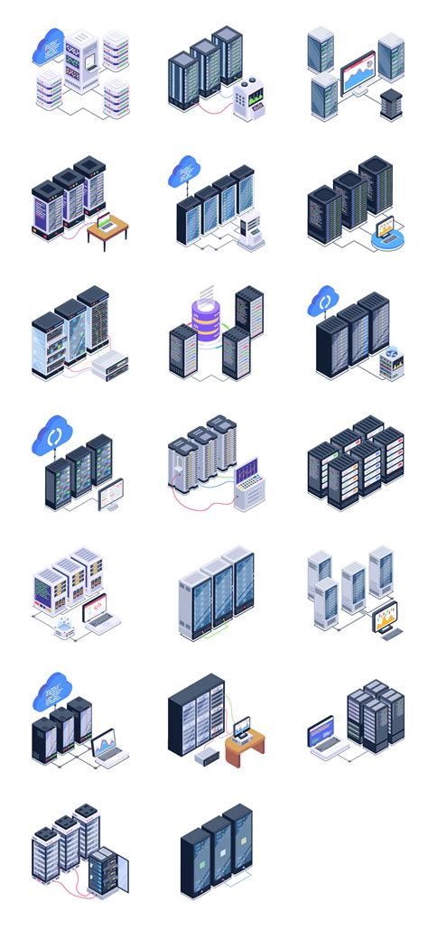 Infrastructure And Server Illustration Set On Yellow Images Creative Store 134352