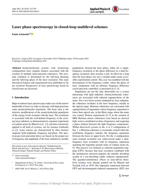 Laser Phase Spectroscopy In Closed Loop Multilevel Schemes