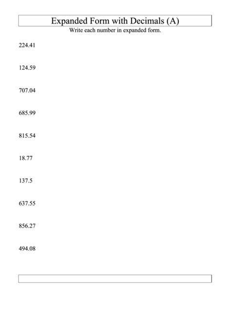 Expanded Form With Decimals Printable Pdf Download