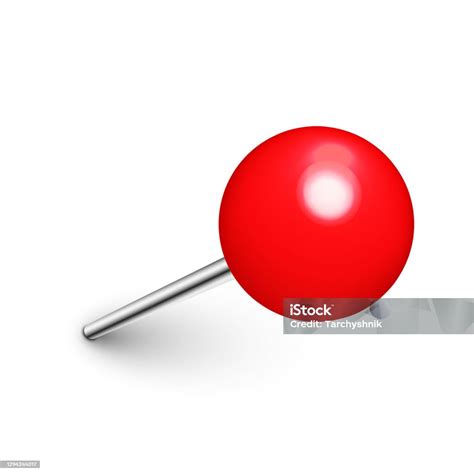 사실적인 빨간색 푸시 핀 흰색 배경에 격리 된 보드 압정 바늘이 있는 플라스틱 푸시핀 벡터 일러스트레이션 개체 그룹에 대한 스톡 벡터 아트 및 기타 이미지 Istock