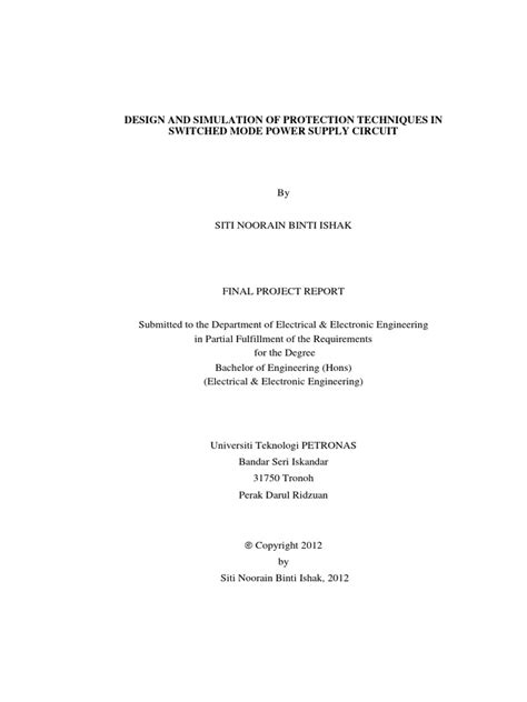 Design And Simulation Of Protection System In Switched Mode Power