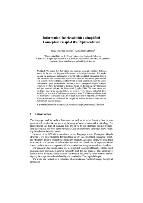 Pdf Information Retrieval With A Simplified Conceptual Graph Like Representation