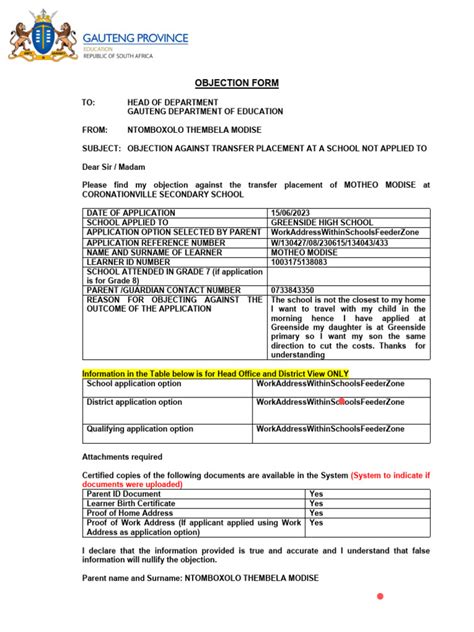 Objection Form 1003175138083 Pdf