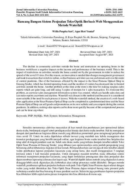 Pdf Rancang Bangun Sistem Penjualan Toko Optik Berbasis Web Menggunakan Metode Waterfall