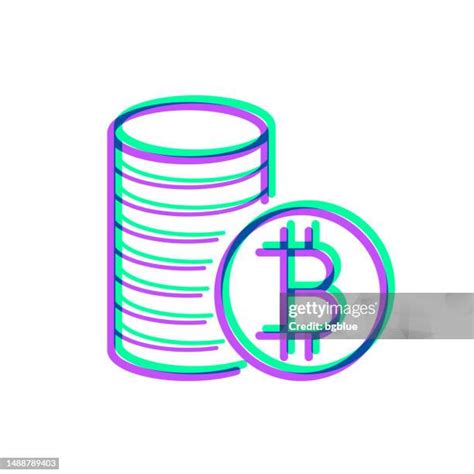 Bitcoin Coins Stack Icon With Two Color Overlay On White Background