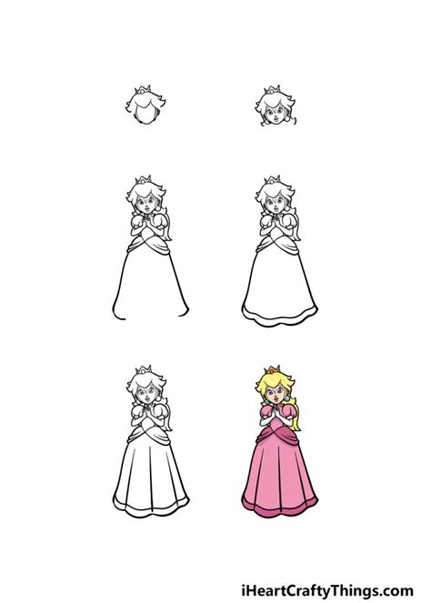 Princess Peach Drawing How To Draw Princess Peachy Step By Step