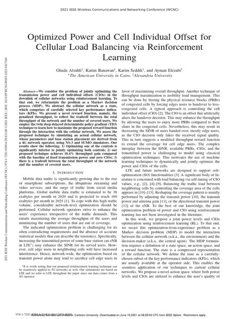 optimized power and cell individual offset for cellular load balancing