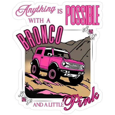 With A Bronco And Pink Sticker Broncos Pink Vinyl Decal Stickers