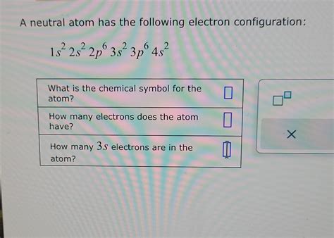 Solved A Neutral Atom Has The Following Electron