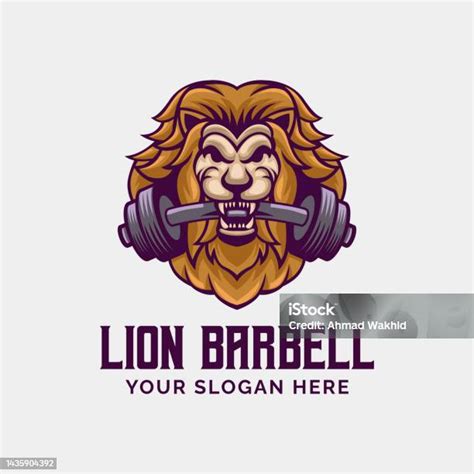 라이온 바벨 체육관 엠블럼 벡터 마스코트 디자인 템플릿 엠블럼 벡터 일러스트 레이 션 건강한 생활방식에 대한 스톡 벡터 아트 및 기타 이미지 건강한 생활방식 권위