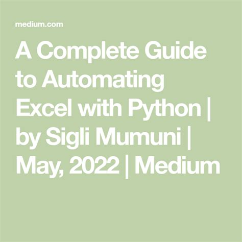 Automate Excel With Python A Comprehensive Guide