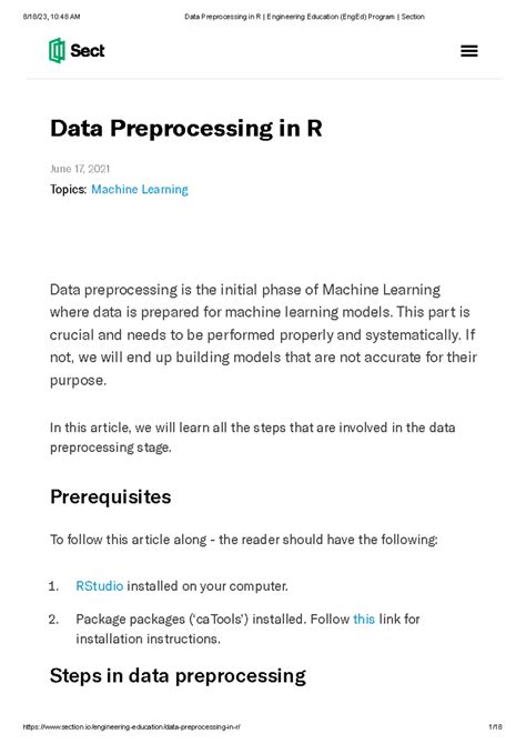 data preprocessing in r engineering education eng ed program section data preprocessing in r