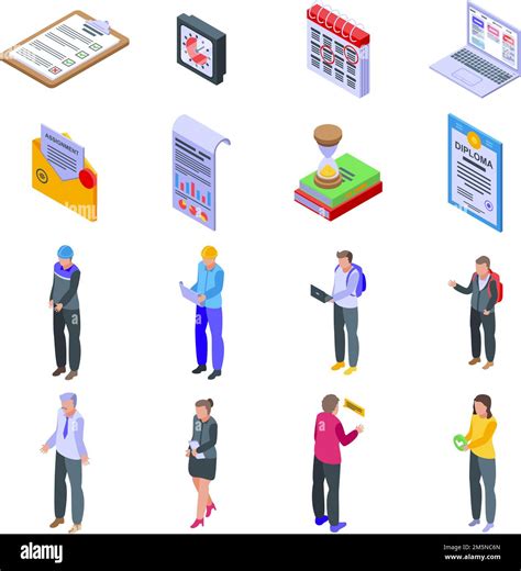 Assignment Icons Set Isometric Set Of Assignment Vector Icons For Web Design Isolated On White