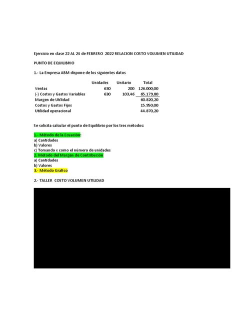 Relacion Costo Volumen Utilidad Feb 2022 Pdf Economias Business