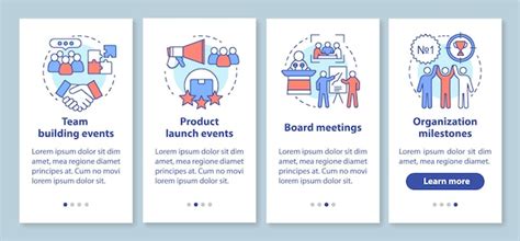 Premium Vector Corporate Event Management Services Onboarding Mobile App Page Screen With