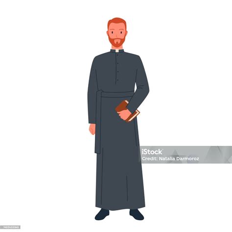 개신교 사제 성경의 거룩한 책을 손에 들고 수염을 가진 종교 지도자 캐릭터 남자에 대한 스톡 벡터 아트 및 기타 이미지 남자 남자들만 목욕 가운 Istock