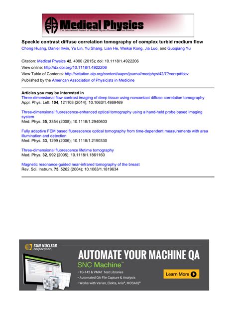 Pdf Speckle Contrast Diffuse Correlation Tomography Of Complex Turbid