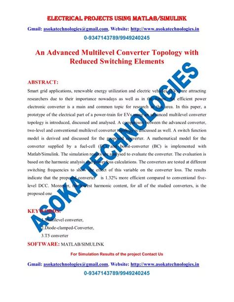Ppt An Advanced Multilevel Converter Topology With Reduced Switching
