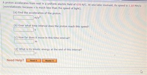[solved] A Proton Accelerates From Rest In A Uniform Elect