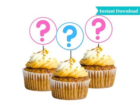 Gender Reveal Cupcake Toppers Question Mark Cupcake Toppers Etsy