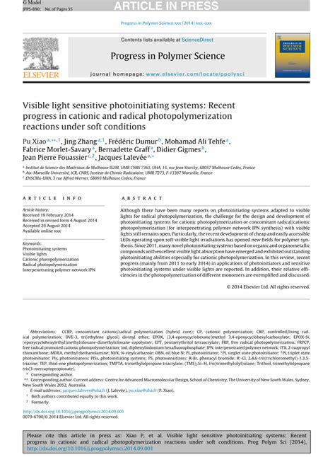 Pdf Visible Light Sensitive Photoinitiating Systems Recent Progress