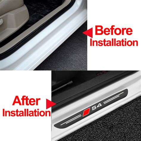 คาร์บอนไฟเบอร์รถประตู Sill Protector แถบสติ๊กเกอร์สำหรับ Audi A3 8v 8p