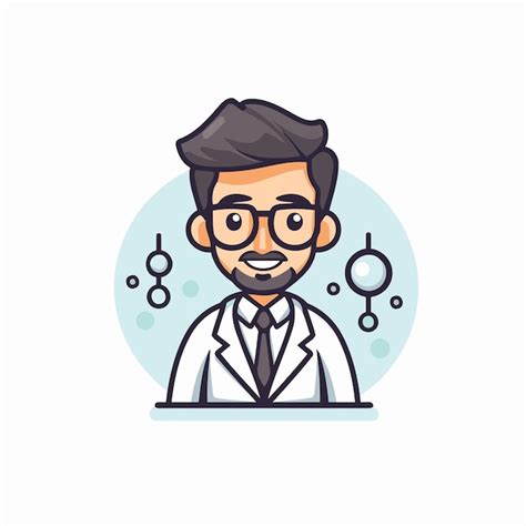 Premium Vector Scientist In Lab Coat And Glasses Vector Illustration