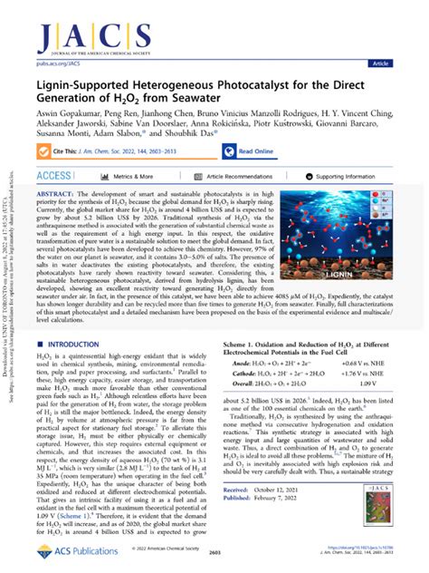 Lignin Supported Heterogeneous Photocatalyst For The Direct Generation