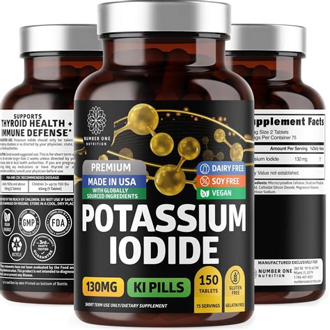 Premium Potassium Iodide Tablets Natural Ki Pills To Support Immunity 130 Mg Per
