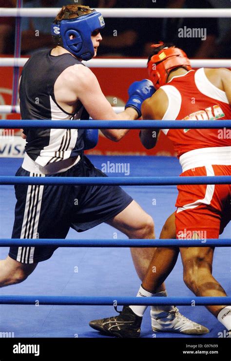 Englands David Price L In Action Against Indias Varghese Johnson In The Super Heavyweight