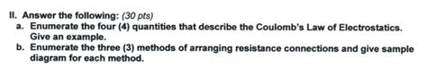Solved Ii Answer The Following 30 Pts A Enumerate The