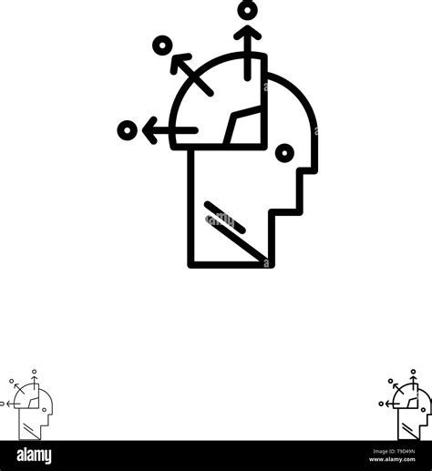 User Man Mind Programming Art Bold And Thin Black Line Icon Set