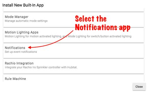 notifications hubitat documentation
