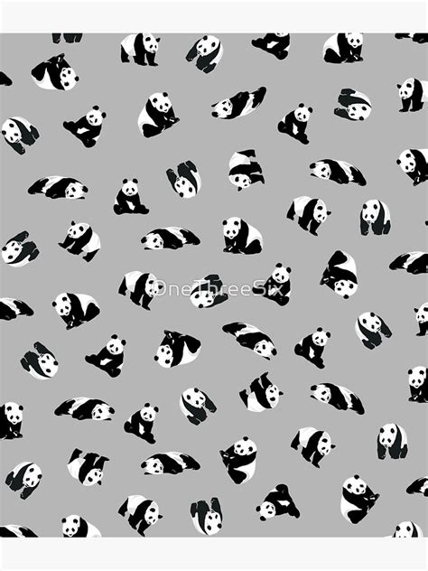 Pandas On Grey Jumbled Pattern Sticker For Sale By Onethreesix