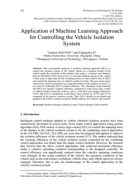 Application Of Machine Learning Approach For Contr Download Free Pdf