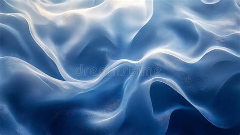 Elegant Blue Fabric Waves Flowing With Light Abstract Cloth Background Smooth Silk Texture Stock