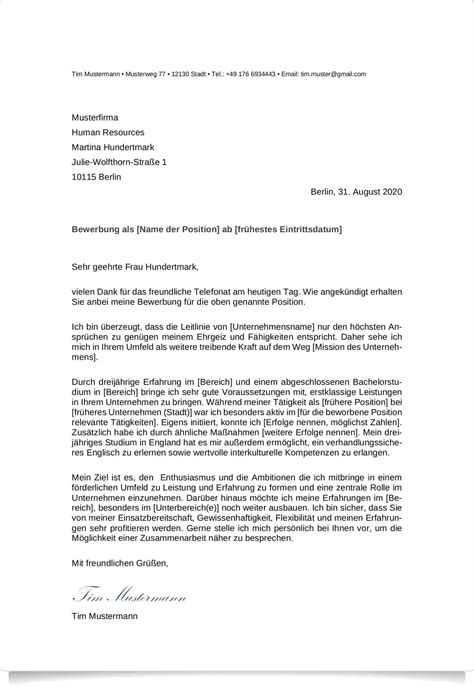 Anschreiben Bewerbung Muster Beispiele And Tipps Zum Inhalt