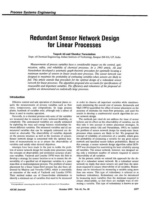 redundant sensor network design fro linear processes pdf