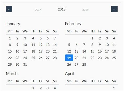 Customizable Year Calendar Plugin For Bootstrap Calendar Plugins Jquery
