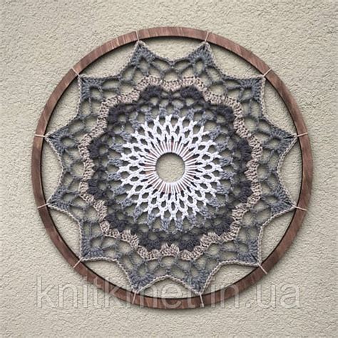 Купить Панно круглое мандала 44 см хлопковая ажурная вязаная крючком ручная работа декор для