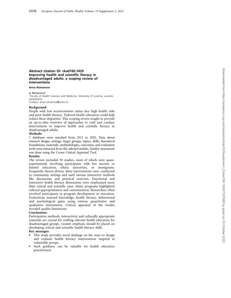 Pdf Improving Health And Scientific Literacy In Disadvantaged Adults